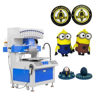 China Automatic 12 Colors 2D 3D Silicone PVC Patch Dripping Filling Dispensing Machine for Making Clothing Decoration Trademark Logo for sale