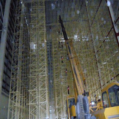 China Orange Automated Rack Storage Systems Steel Warehouse Stacker Crane System for sale