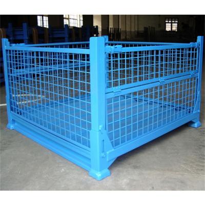 China Wire Mesh Collapsible Storage Cage , Transport Storage Container Bins Industrial Storage Cage for sale