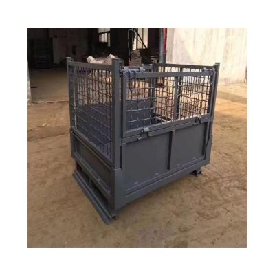China Forklift Collapsible Metal Storage Box , Stackable Metal Cage Containers Rack Bin for sale