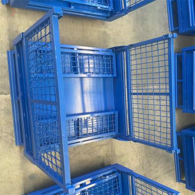 China Forklift Collapsible Metal Storage Box , Stackable Metal Cage Containers Rack Bin for sale