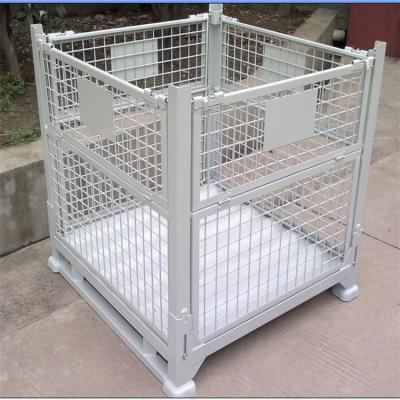 China Forklift Collapsible Metal Storage Box , Stackable Metal Cage Containers Rack Bin for sale