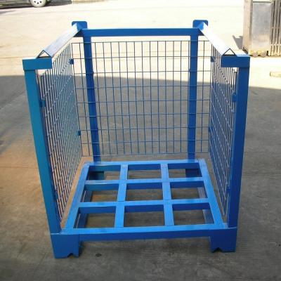 China Estantería apilable de palés de acero portátil, caja de palés metálica plegable, estantería apilable en venta