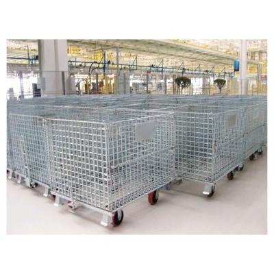 China Large Capacity Industrial Warehouse Wire Container Custom Folding Wire Mesh Container for sale