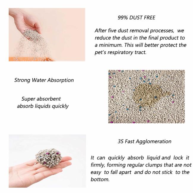 Cat litter in use showing clumping action