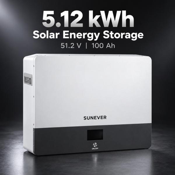 Quality SUNEVER 5kWh Wall-Mounted LiFePO4 solar energy storage battery	 51.2V 100Ah for solar battery storage system for sale
