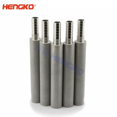 China HENGKO 30-40um 1/4 inch barb Sintered Microporous Stainless Steel ozone bubble diffuser stone for hydroponic farming for sale