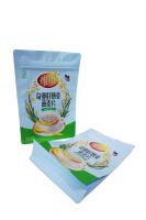 China Custom Security Packaging Flat Bottom Pouch With Window Oatmeal Powder for sale