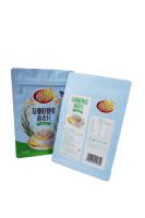 China Custom Security Packaging Flat Bottom Pouch With Window Oatmeal Powder for sale