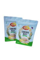 China Custom Security Packaging Flat Bottom Pouch With Window Oatmeal Powder for sale