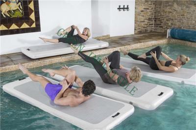 China Drop Stitch Material Floating Water Yoga Mat White Top With Non Slip EVA Pad for sale