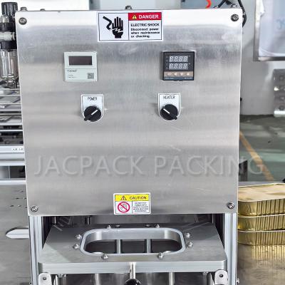 China Semi Auto Desktop Aluminum Foil Tray Sealing Machine For Alu Film Heat Sealing for sale