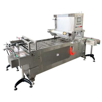 China Speed PLC Controlled 1.5KW Tray Sealer Machine Vacuum Sealing System 600mm Film for sale