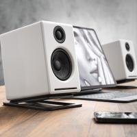 China Small Speakers Tabletop Steel Computer Speaker Stands with Customized Instruction for sale