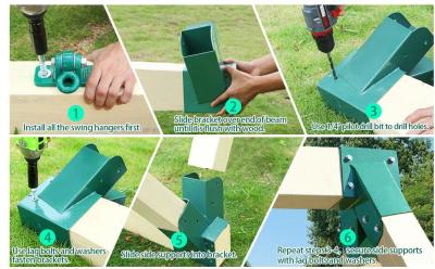 Cina A-Frame 2 Brackets Green Coating Swing Set Bracket Con Hardware di Montaggio Pesante in vendita