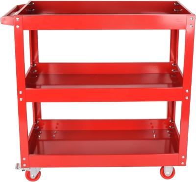 中国 重荷3階建てのメカニカルストレージカート ハンドルバーとブレーキホイール付きユーティリティカート 販売のため