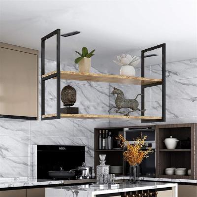 Cina 3 Livelli di soffitto Viniere per bar e ristoranti Mensola in legno massello per la decorazione domestica in vendita