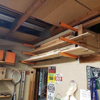 China Overhead Garage Storage Rack 17*1*15 inch Steel Wood Storage Rack voor binnengarage Te koop