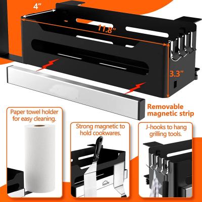 Cina Spazio risparmio Griddle Caddy BBQ Accessori Scatola di stoccaggio con portautensili magnetici Porta asciugamani di carta in vendita