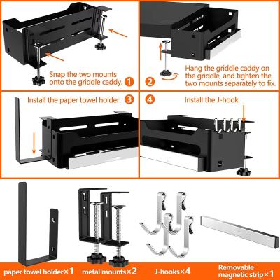Cina Spazio risparmio Griddle Caddy BBQ Accessori Scatola di stoccaggio con portautensili magnetici Porta asciugamani di carta in vendita
