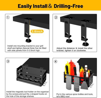 Cina Spazio risparmio Griddle Caddy con utensili da barbecue magnetici Strip per Blackstone 28 