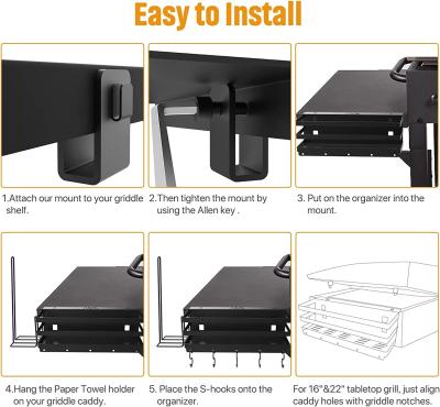 Cina Risparmio di spazio Accessori da barbecue Organizzatore di magazzino Scatola Firm Installazione Griddle Barbecue Caddy in vendita
