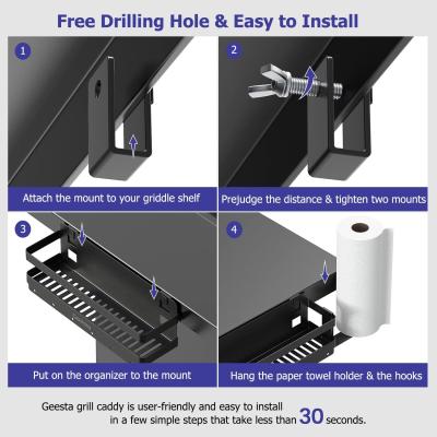 China Ruimtebesparende BBQ-opslagdoos met papieren handdoekhouder voor Blackstone Griddle BBQ Griddle Caddy Te koop