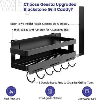China Ruimtebesparende BBQ-opslagdoos met papieren handdoekhouder voor Blackstone Griddle BBQ Griddle Caddy Te koop