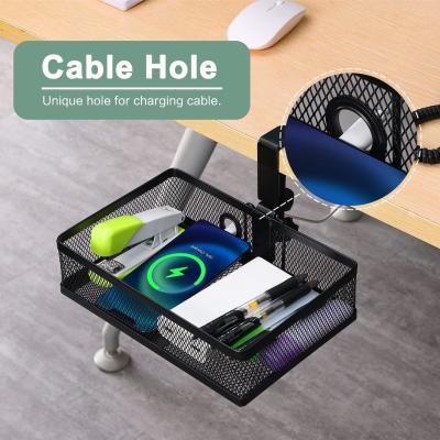 中国 クランプオン メッシュ デスク拡張器 テーブルの下回転バスケット ストレージソリューション 販売のため