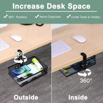 中国 クランプオン メッシュ デスク拡張器 テーブルの下回転バスケット ストレージソリューション 販売のため