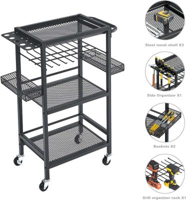 Cina Garage tool shelf porta perforatori organizzatore utensili elettrici con ruote e 8 porta perforatori in vendita