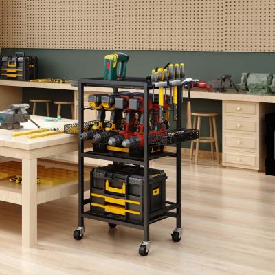 Cina Garage tool shelf porta perforatori organizzatore utensili elettrici con ruote e 8 porta perforatori in vendita