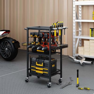 Cina Garage tool shelf porta perforatori organizzatore utensili elettrici con ruote e 8 porta perforatori in vendita