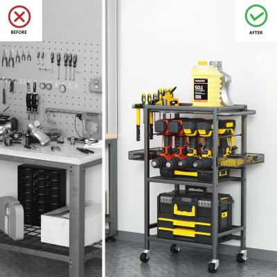Cina Garage tool shelf porta perforatori organizzatore utensili elettrici con ruote e 8 porta perforatori in vendita