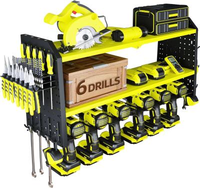 China Wandmontage Power Tool Organisator met Heavy Duty Metal Tool Shelf en 2 zijdelingse peg boards Te koop
