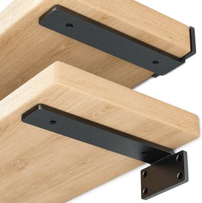 China Heavy Duty Black Metal Floating Shelf Brackets voor DIY Industriële Moderne Wandplanken Te koop