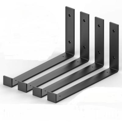 China OEM/ODM 10 12 inch houten plank rustiek ijzer zwaar werk zwart wand drijvende planken bracket met lip metalen plank bracket Te koop