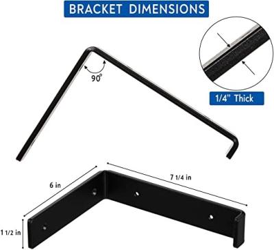 China DIY Drijvende plank Zwart 12 inch J plank Bracket met Lip Hook Proces Diep tekenen Te koop