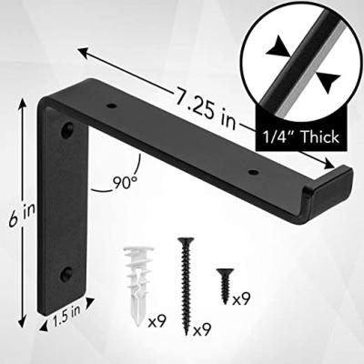 China DIY Drijvende plank Zwart 12 inch J plank Bracket met Lip Hook Proces Diep tekenen Te koop