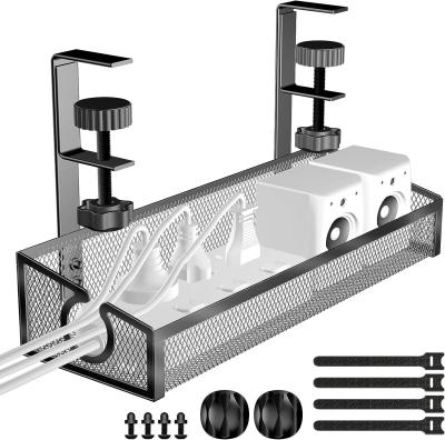 Cina ISO9001 Rohs CE Under Desk Cable Management Tray Organizzatore di cavi da scrivania in metallo con pinza in vendita