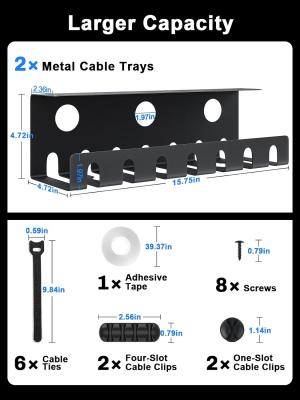 Cina Under Desk Cable Management Tray 43*10*10cm Organizzatore non pieghevole per la gestione dei cavi in vendita