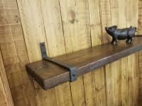 China Stylish Black Brushing Architectural Rustic Scaffold Board Strap Style Shelf Bracket for sale