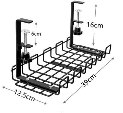 China Clip-On Mesh Design Cable Management Tray met een hoge capaciteit voor staande bureaus onder het bureau Te koop