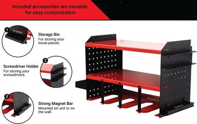 Cina Stazione di ricarica della batteria per perforazione senza fili Pegboard Servizio organizzatore di utensili elettrici con contenitore per barre magnetiche in vendita
