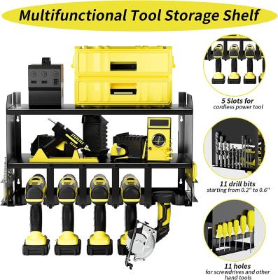 Cina 3 livelli Power Tool Storage Rack Montaggio a parete Utility Shelf Organizer per foratura senza fili in vendita