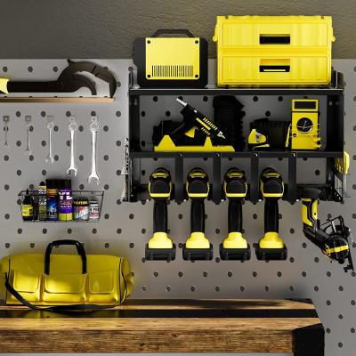 Cina 3 livelli Power Tool Storage Rack Montaggio a parete Utility Shelf Organizer per foratura senza fili in vendita
