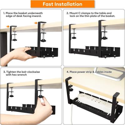 Cina No Drill Under Desk Cable Management Tray 21,7
