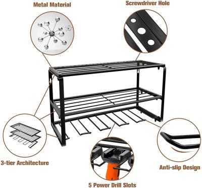 Cina filo metallico 3 strati rivestimento murale scaffale utensile per l'organizzazione e lo stoccaggio di trivellazione senza fili in vendita