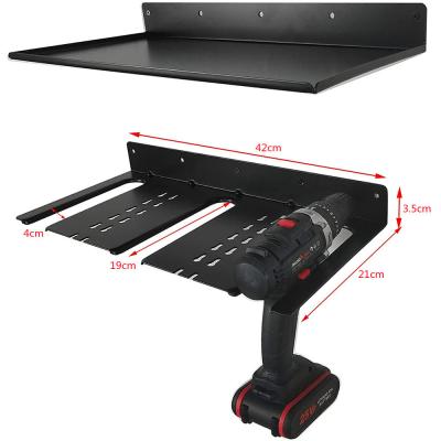 China Stroomgereedschap organisator Wandmontage met 5 boor hangende gleuf en 2 schap draadloze boor opslag Te koop