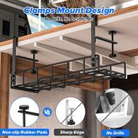 China Streamlined Wire Management Under Desk Shelf with Screw Non-folding Rack for sale